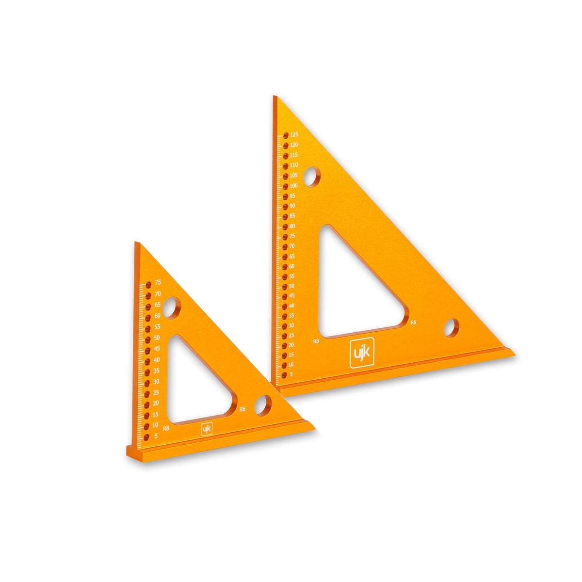 UJK Set of 2 Compact Speed Squares 75mm & 125mm with Marking Holes Ano