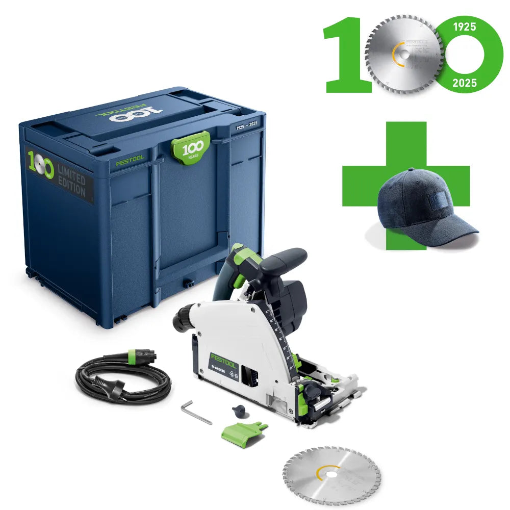 Festool TS 60K 168mm Plunge Cut Saw in 100yr Promo Systainer Plus Cap ...
