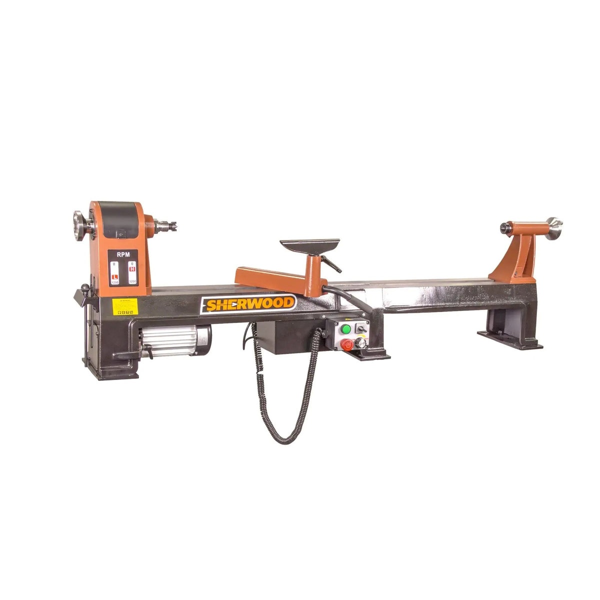 Sherwood Benchtop Midi EVS Wood Lathe 350mm with Bed Extension Swing 7