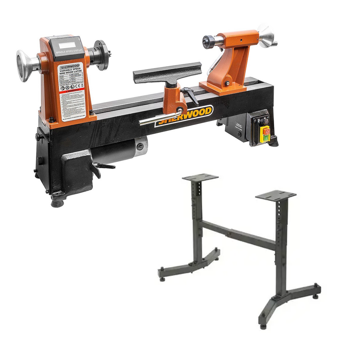 Sherwood Mini Wood Lathe with Stand 305mm Swing 550W Variable Speed