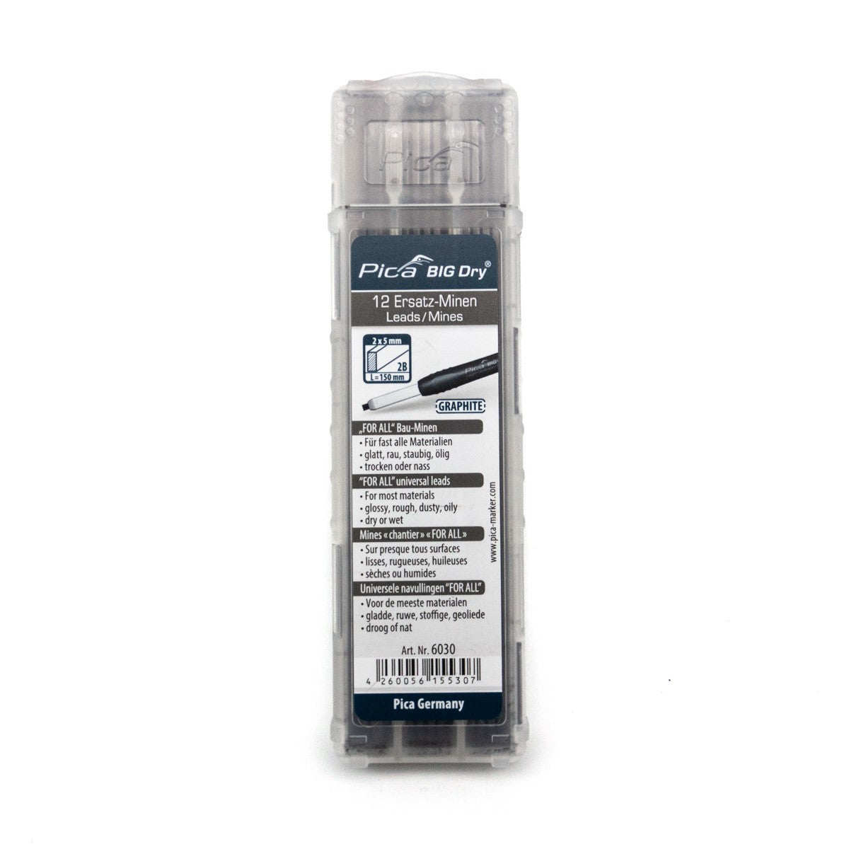 Pica Graphite 2B Lead Refills for Big Dry Construction Pencil Pack of