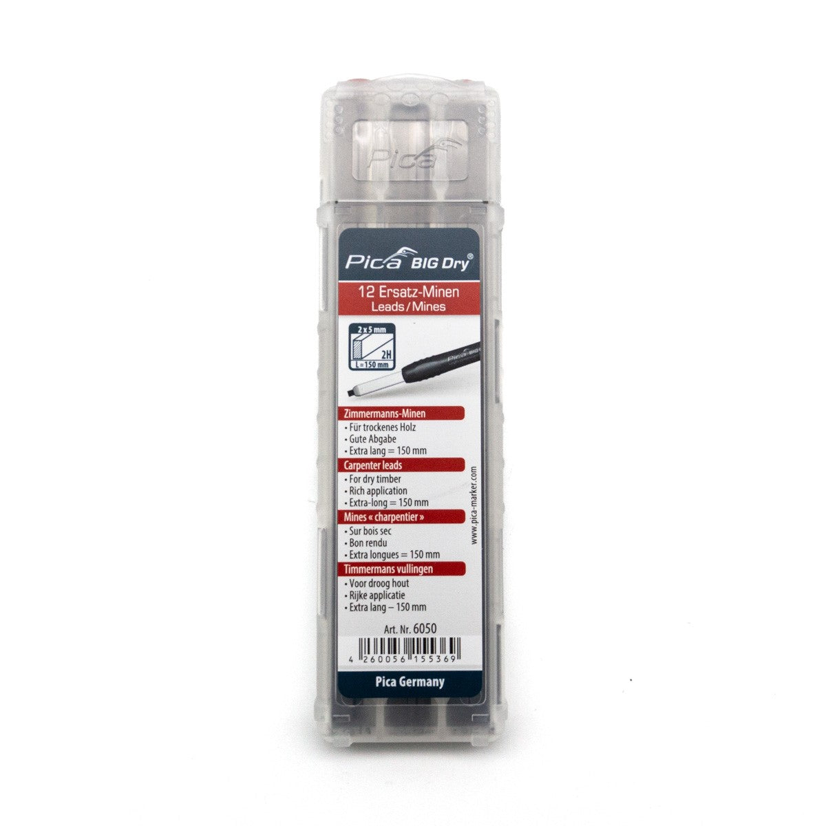 Pica Carpenter 2H Lead Refills for Big Dry Construction Pencil Pack of