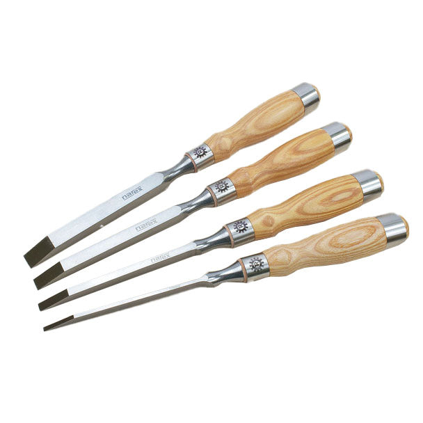 Narex Set of 4 Richter Cryogenic Steel Mortice Chisels with Ash Handle